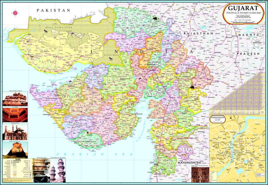 Gujarat Map - Vidya Chitr Prakashan ( VCP )