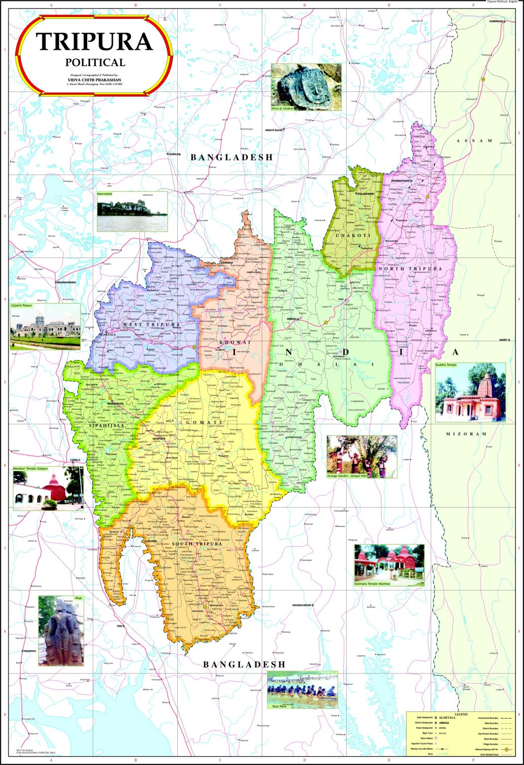Tripura Map - Vidya Chitr Prakashan ( VCP )